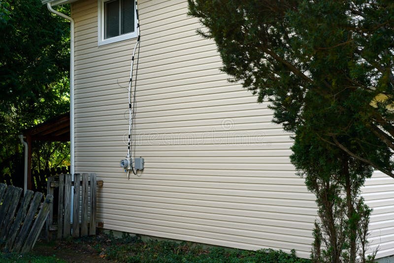 Side of House with New Vinyl Siding Stock Photo - Image of downspout ...