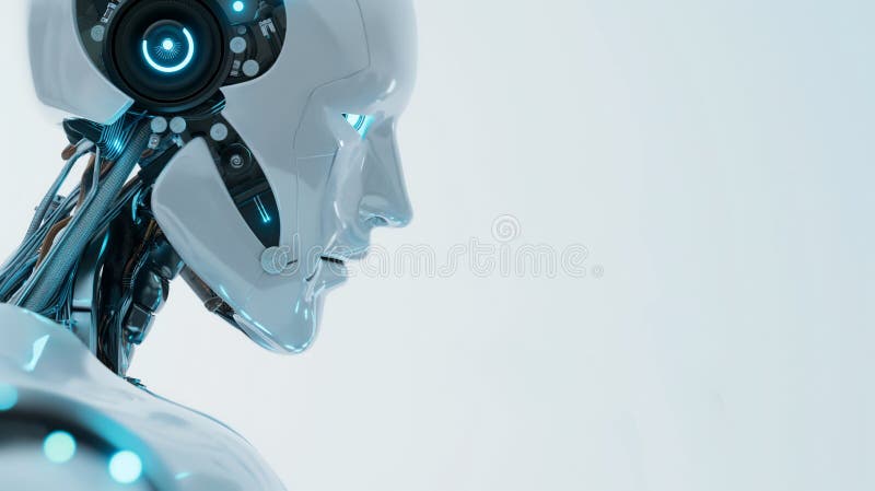 Side of Humanoid Robot Face with Technology in the Future and Futuristic Innovation Stock ...