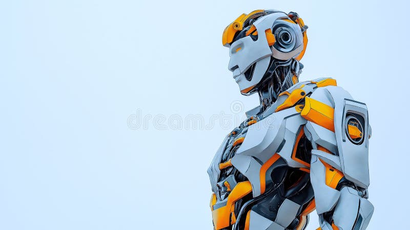 Side of Humanoid Robot with Technology in the Future and Futuristic ...