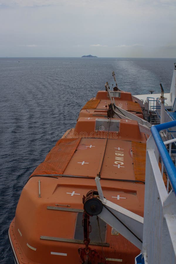 Lifeboat on a ferry editorial stock image. Image of symphony - 65811669