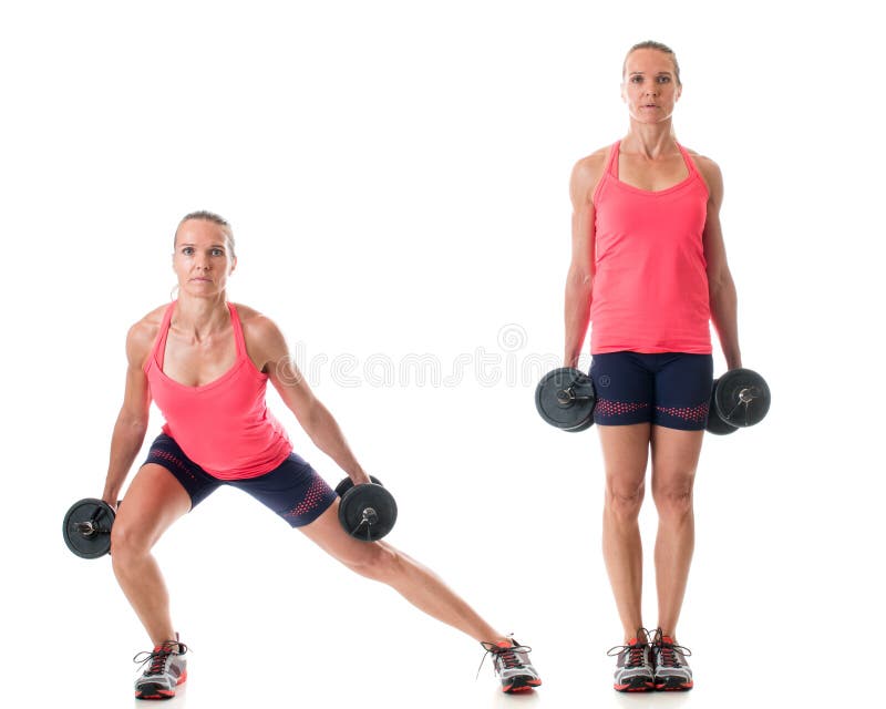 Side Lunge stock image. Image of female, strength, composite - 58992791