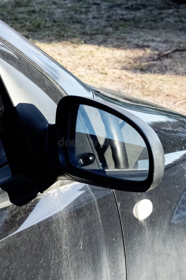 Side Mirror of a Black Car Closeup Stock Image - Image of february ...