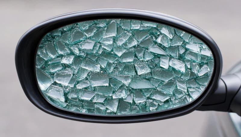 The Side Mirror on the Car is Broken, with the Glass Fractured Stock ...