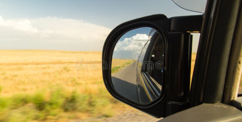 Side Mirror on the Car on the Road Stock Image - Image of closeup ...