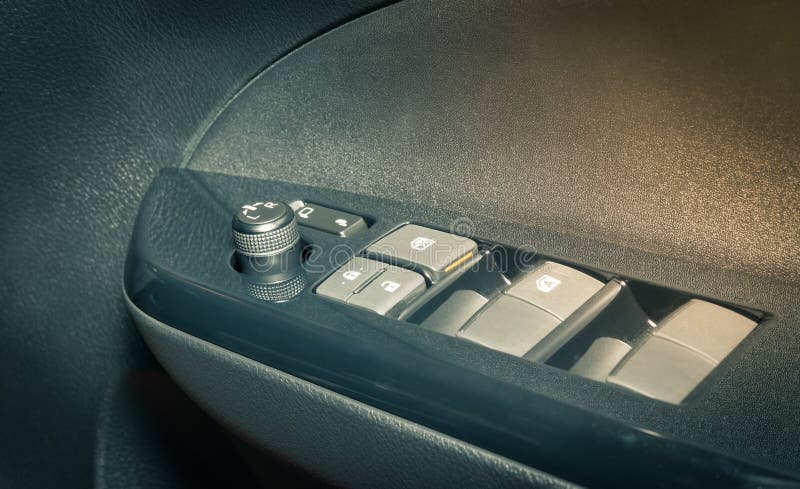 Side Mirror Control Switch of Car in Zoom View in Vintage Tone Stock ...