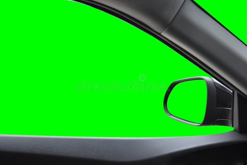 Side Mirror and Rear View ,View Inside the Car with Green Scree ...