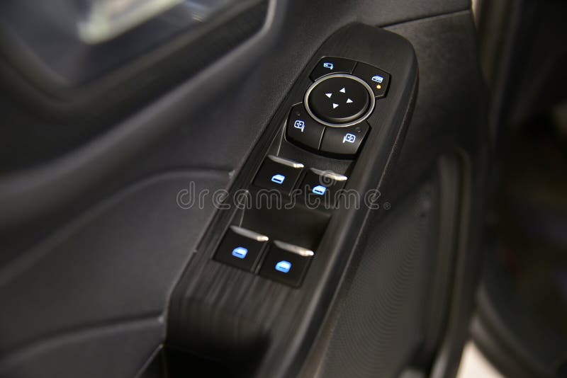 Button To Control the Side Mirrors in the Passenger Car Stock Photo ...