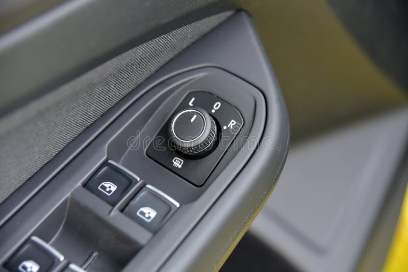 Button To Control the Side Mirrors in the Passenger Car Stock Photo ...