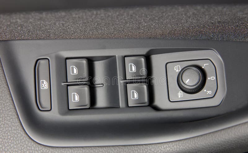 Side Mirror Switch Control and Window Button Stock Photo - Image of ...