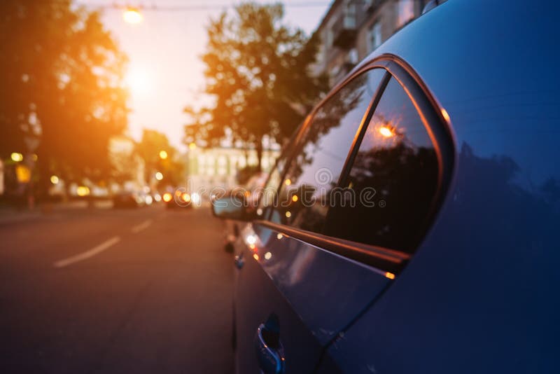 The Side Mirror and the Window Reflect the Street Stock Photo - Image ...