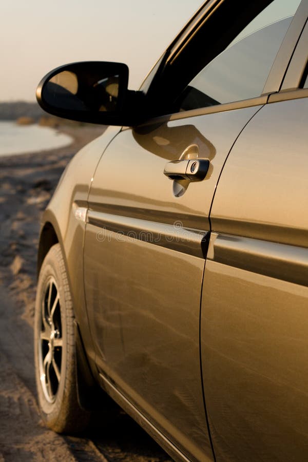 Side of a Modern Car in Sunset Light Stock Image - Image of chrome ...