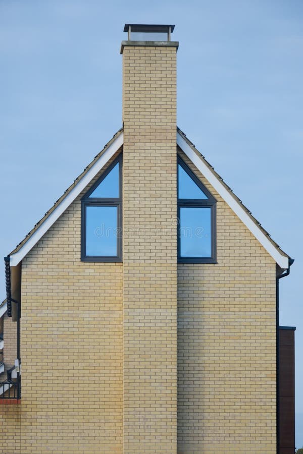 Side of Modern House with Chimney Stock Image - Image of home, modern ...