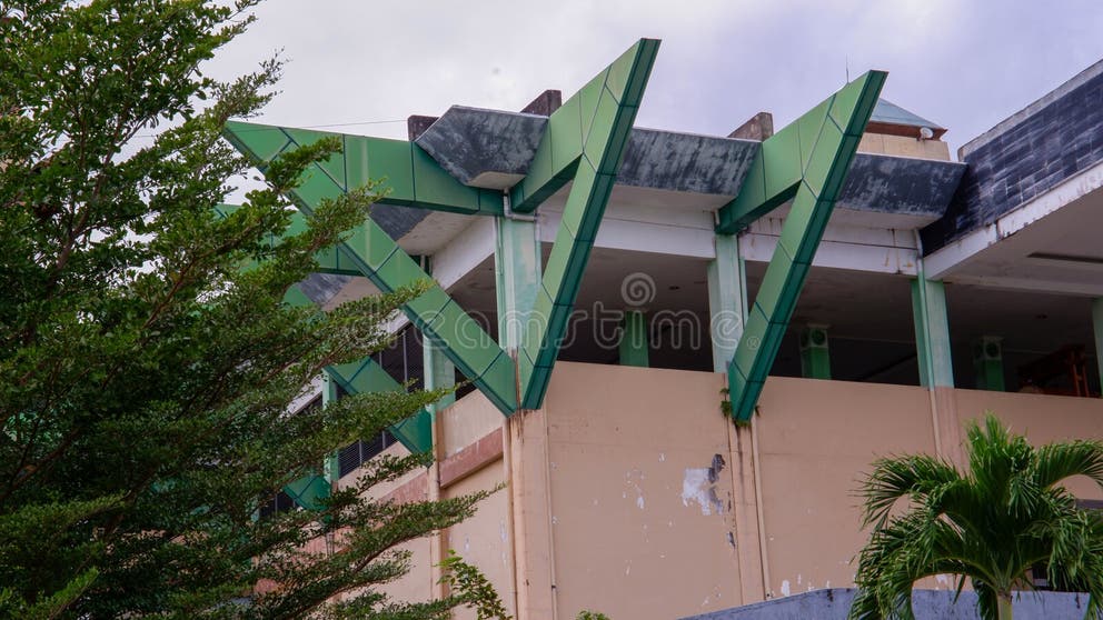 The Side of the Mosque Building with Sharp Pillars on the Walls and ...