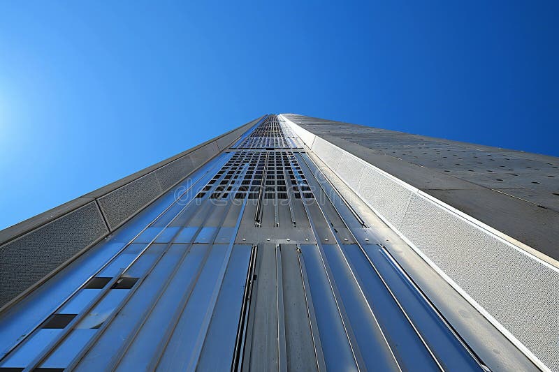 The Side of an Observation Tower with a Blue Sky Above Stock ...