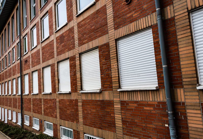 Brick Patterned Wall of Office Building from Angle Stock Photo - Image ...