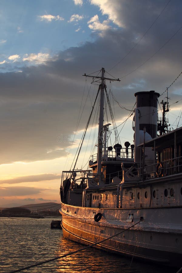 Side of an Old Boat at Sunset Stock Image - Image of harbour, fade: 1924299