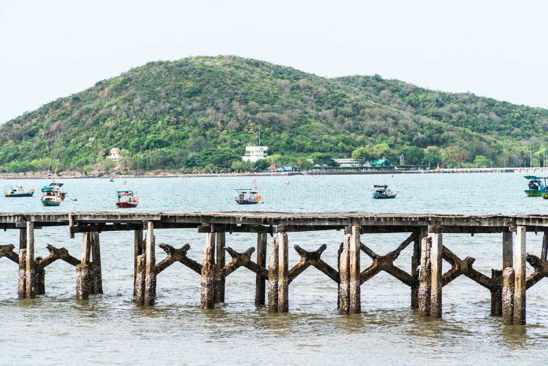 Side of Old Bridge in the Sea Stock Photo - Image of harbor, beach ...
