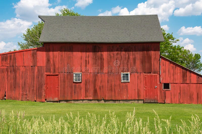 Side of old red barn stock image. Image of countryside - 222362401