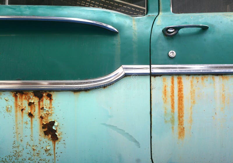 Side of old rusty car stock photo. Image of turquoise - 24837720