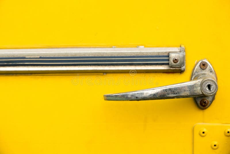 Side of Old Yellow Bus Handle Stock Image - Image of industry, object ...