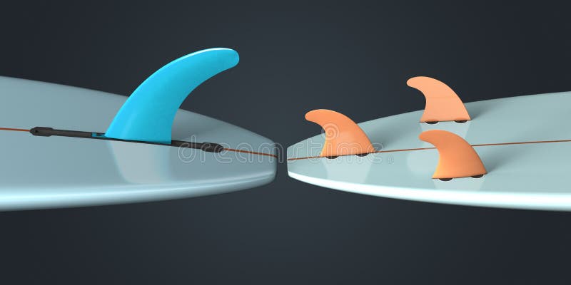 Side by Side and Opposite Surfboards in Different Colors - 3d ...