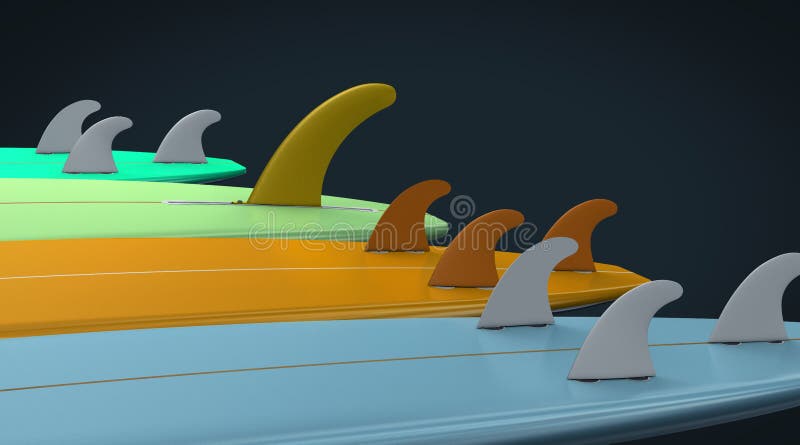 Side by Side and Opposite Surfboards in Different Colors Stock ...