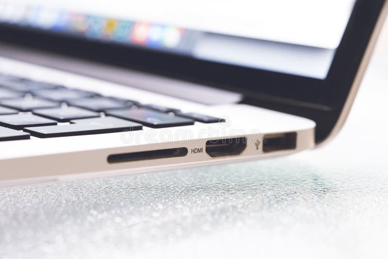 Side Panel of Computer Laptop Show with USB, HDMI and Multi Card Reader ...