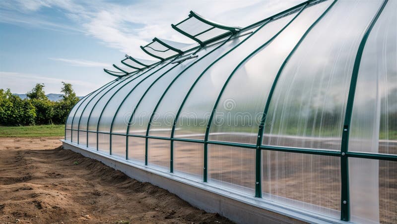 Side Panel of Plastic Greenhouse Dome with Curved Shape, Clean and Logo ...