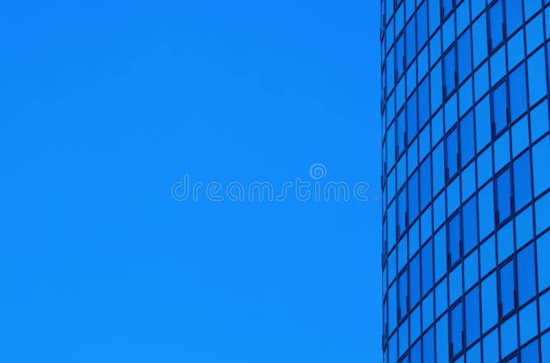 Side Part of Skyscraper on Blue Sky Background Stock Image - Image of ...