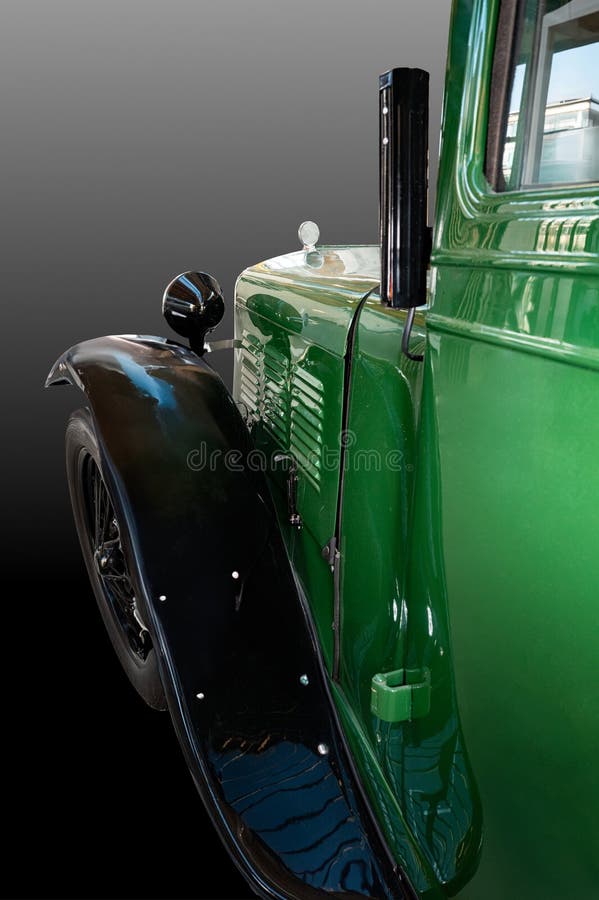 Side Part View of a Green Oldtimer Car Stock Photo - Image of side ...
