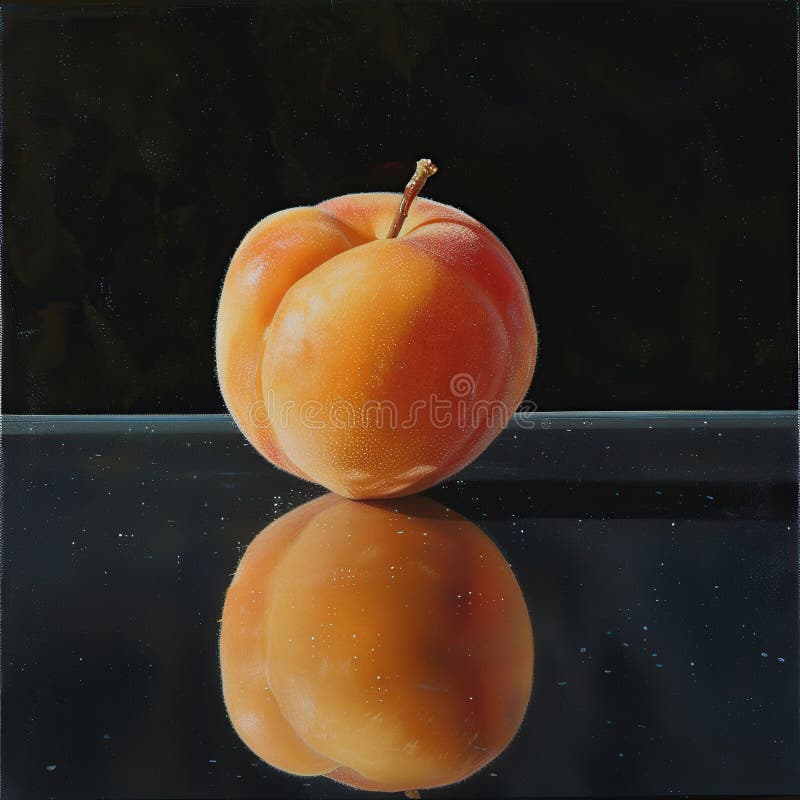 Side Perspective of a Peach on a Glass Surface Stock Illustration ...