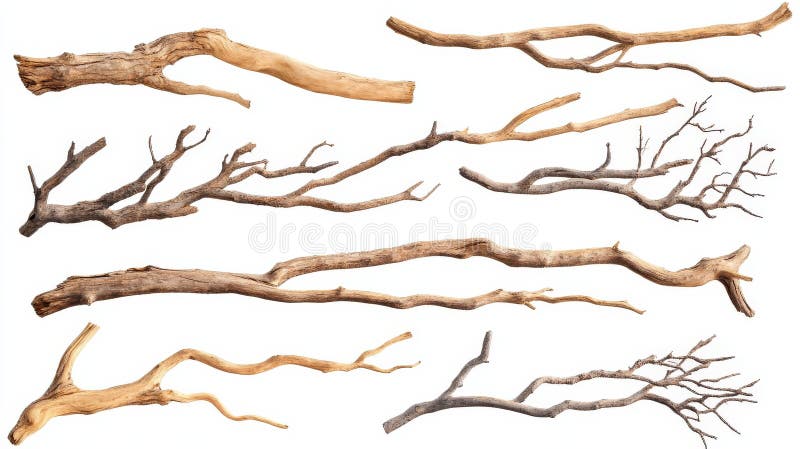 A Side Perspective of Stacks of Twigs Against a White Backdrop. Stock ...