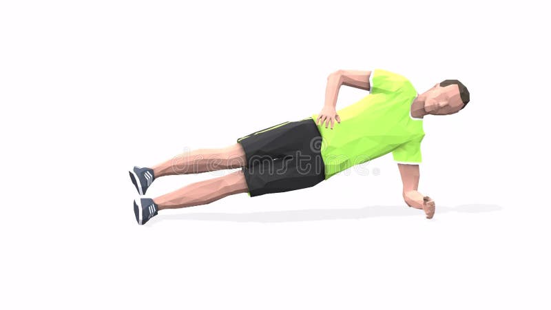 Side Plank Knee Bend Woman Exercise Animation 3d Model on a White ...