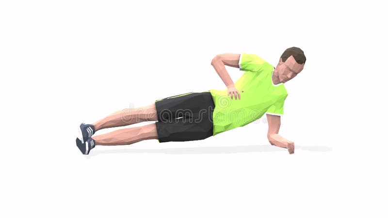 Side Plank Knee Bend Woman Exercise Animation 3d Model on a White ...