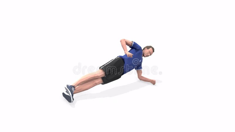 Side Plank Knee Touch Woman Exercise Animation 3d Model on a White ...
