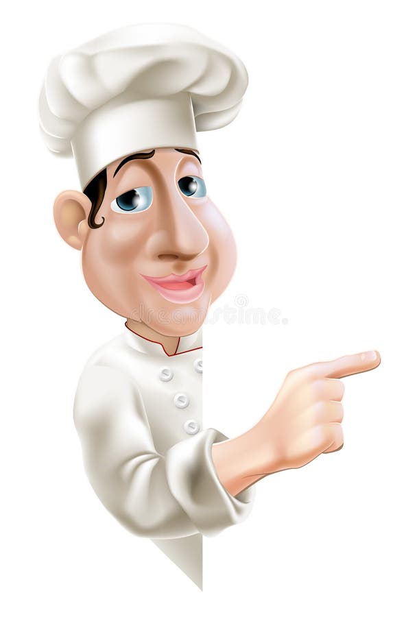 Cartoon Chef Pointing at Menu Stock Vector - Illustration of dome ...