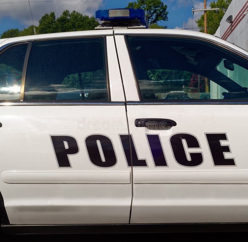 Police car side view. stock photo. Image of light, american - 72331218