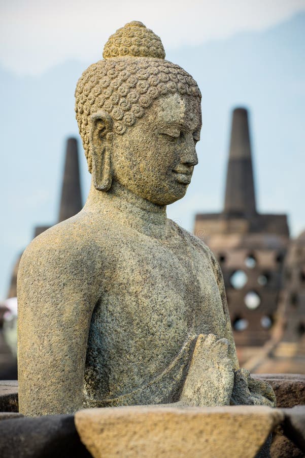 Side Portrait of Buddha Statue at Buddhist Temple Borobudur, Java ...