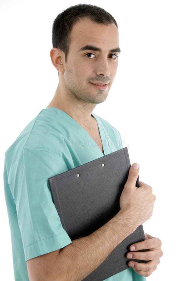 Side Pose Of Doctor With Writing Pad Picture. Image: 6904996