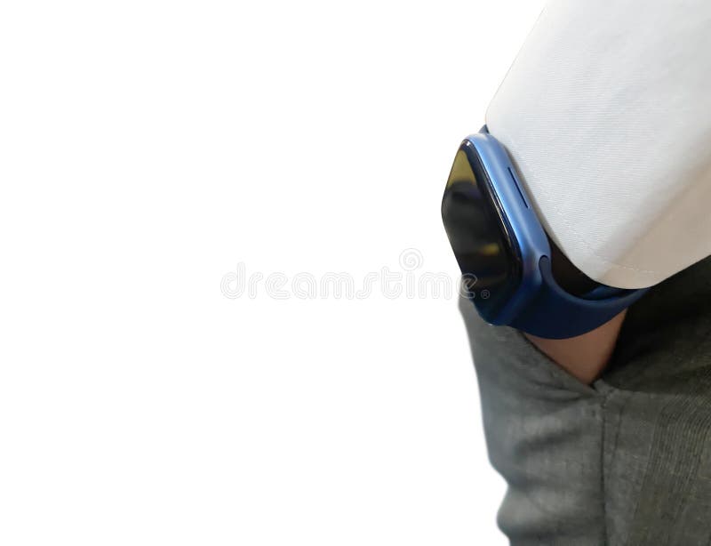 Side Pose of a Person with Hand in Pocket Wearing Smart Watch and Copy ...