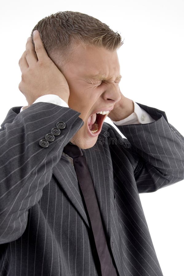 Side Pose of Shouting Businessman Stock Image - Image of screaming ...