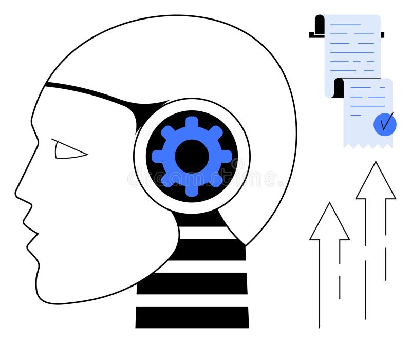 Side Profile of a Robot Head with Ai Displayed on the Side of the Head ...