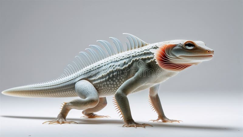 Side Profile of Axolotl with Side Gills Flared, Walking in Shallow Pose ...