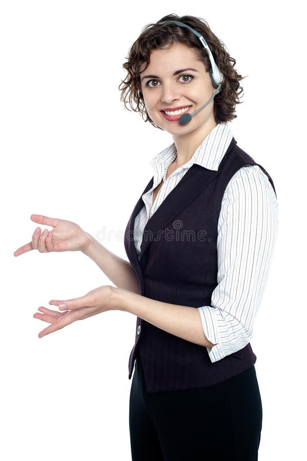 Side Profile of a Beautiful Customer Support Executive Stock Photo ...