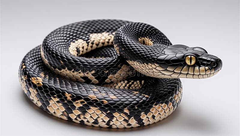 Side Profile of Black Mamba Snake Coiled Loosely with Head Raised ...