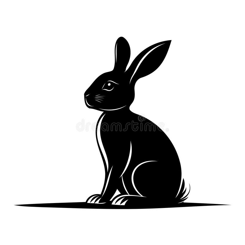 Side Profile of Black Rabbit. Stock Illustration - Illustration of ...
