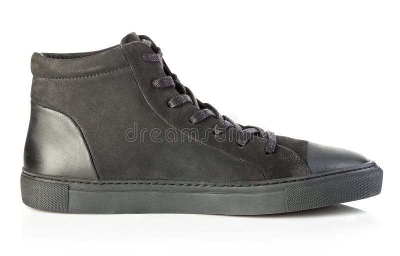 Side Profile of Black Sneaker Close-up Isolated on a White Background ...