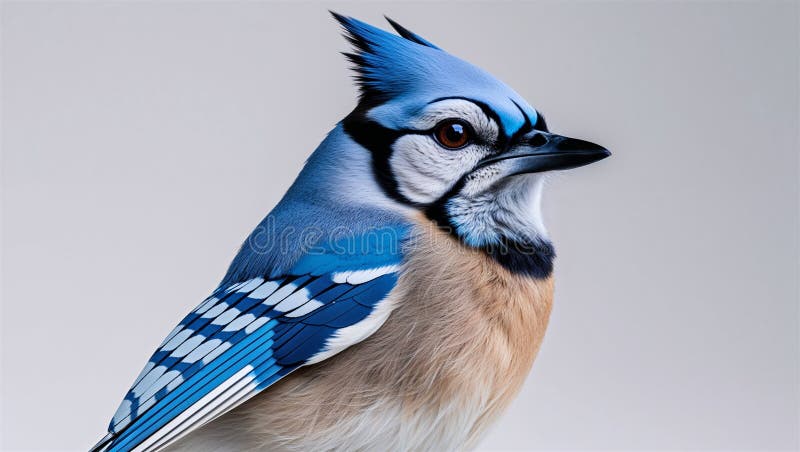 Side Profile of Blue Jay Perched Calmly with Crest Raised and Beak ...