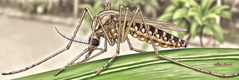 Side Profile of Brown Insect on a Leaf Surface Stock Illustration ...