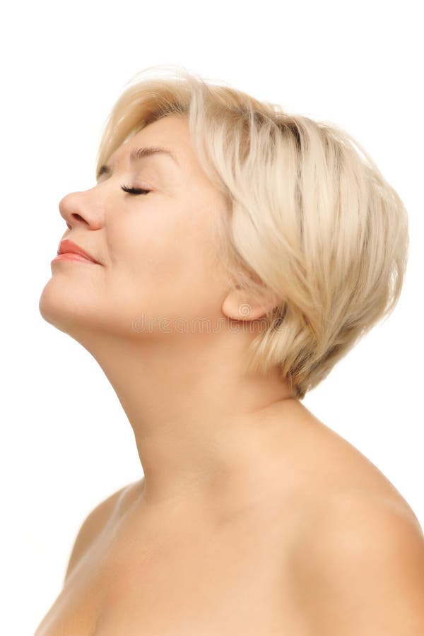 Side Profile Captures Serene Expression, with Her Glowing Skin and Soft ...